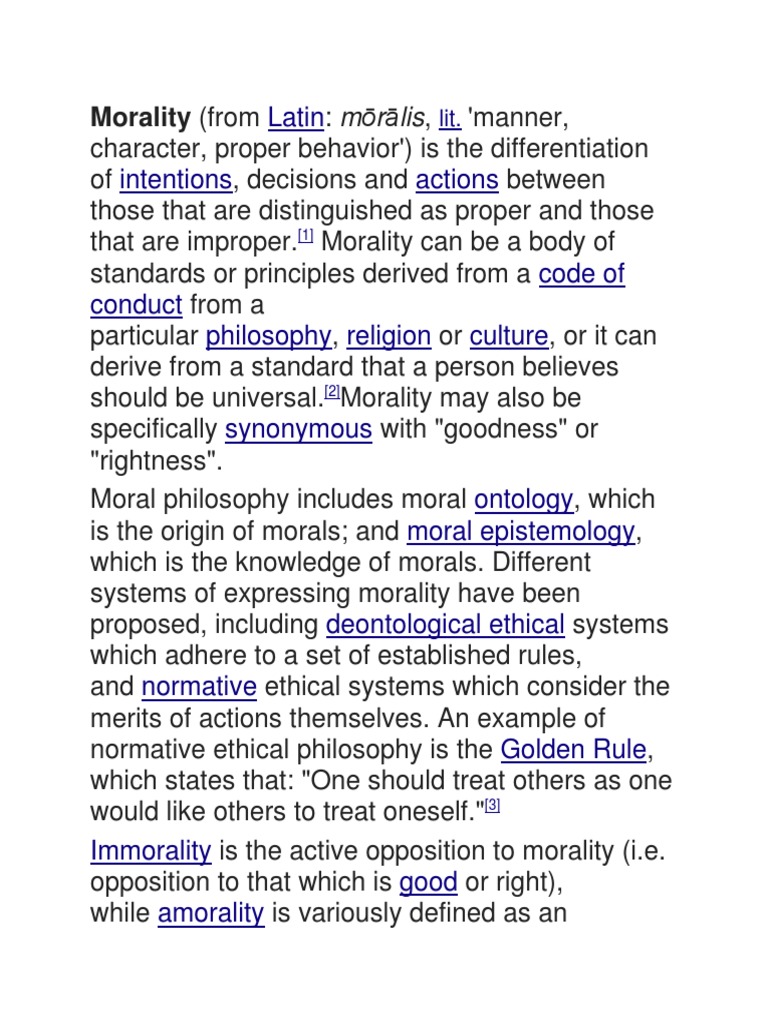Morality (From: Latin Intentions Actions | PDF | Morality | Stereotypes