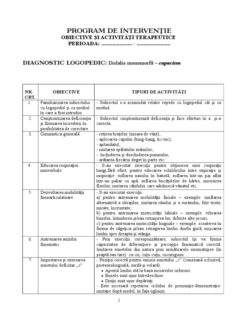 Terapie Logopedică pentru Dislalie | PDF