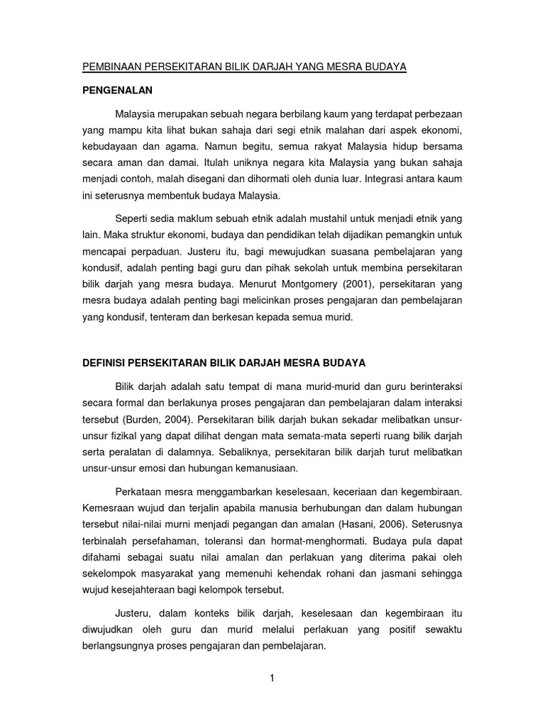 Bilik Darjah Mesra Budaya | PDF