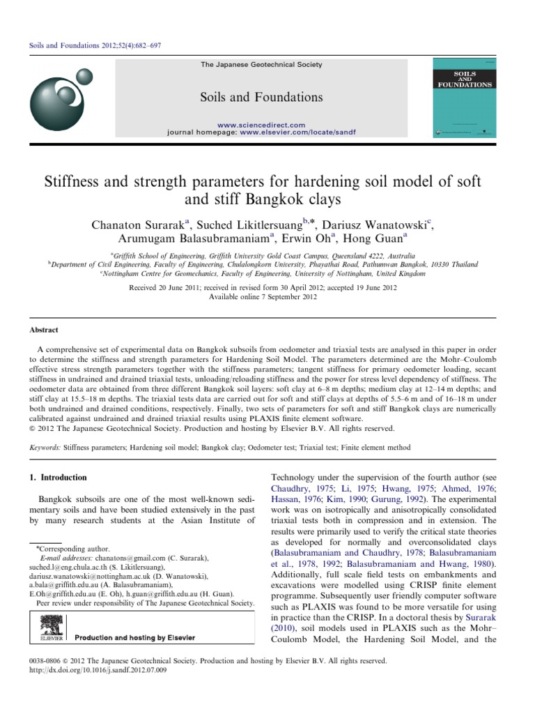 Bangkok Clay Stiffness and Strength Analysis | PDF | Yield (Engineering ...