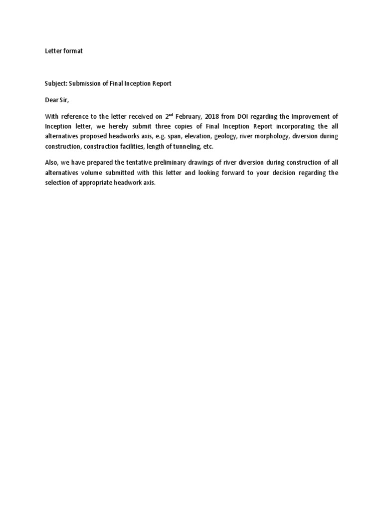 Letters For Final Inception Report | PDF