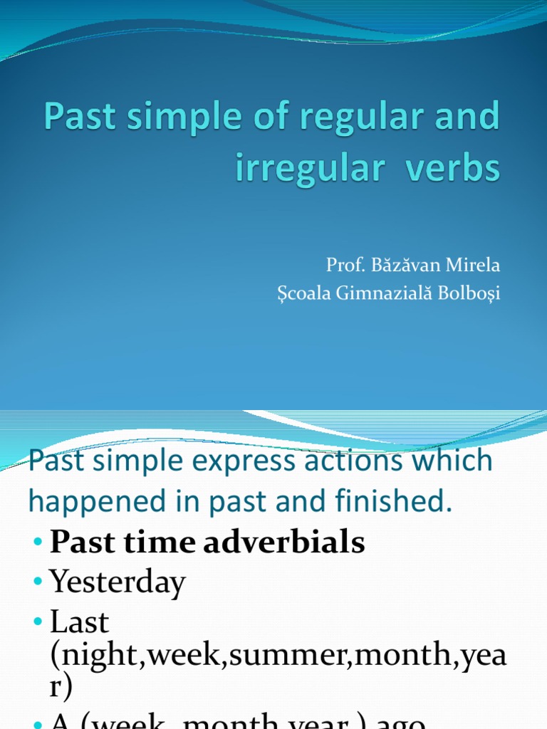 Past Simple of Regular and Irregular Verbs | PDF