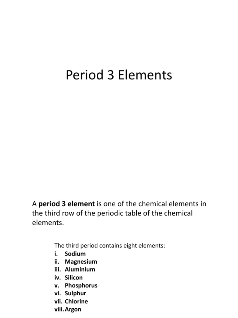 Period 3 Elements | Download Free PDF | Chlorine | Chemical Bond
