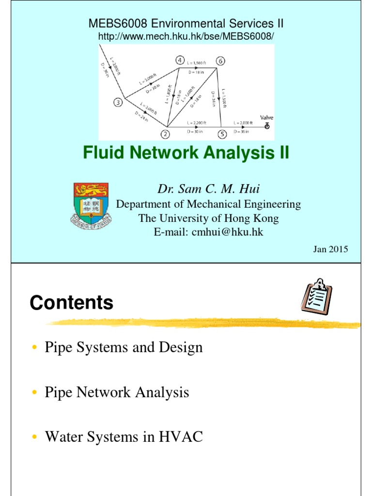 Fluid Network Analysis II: MEBS6008 Environmental Services II ...