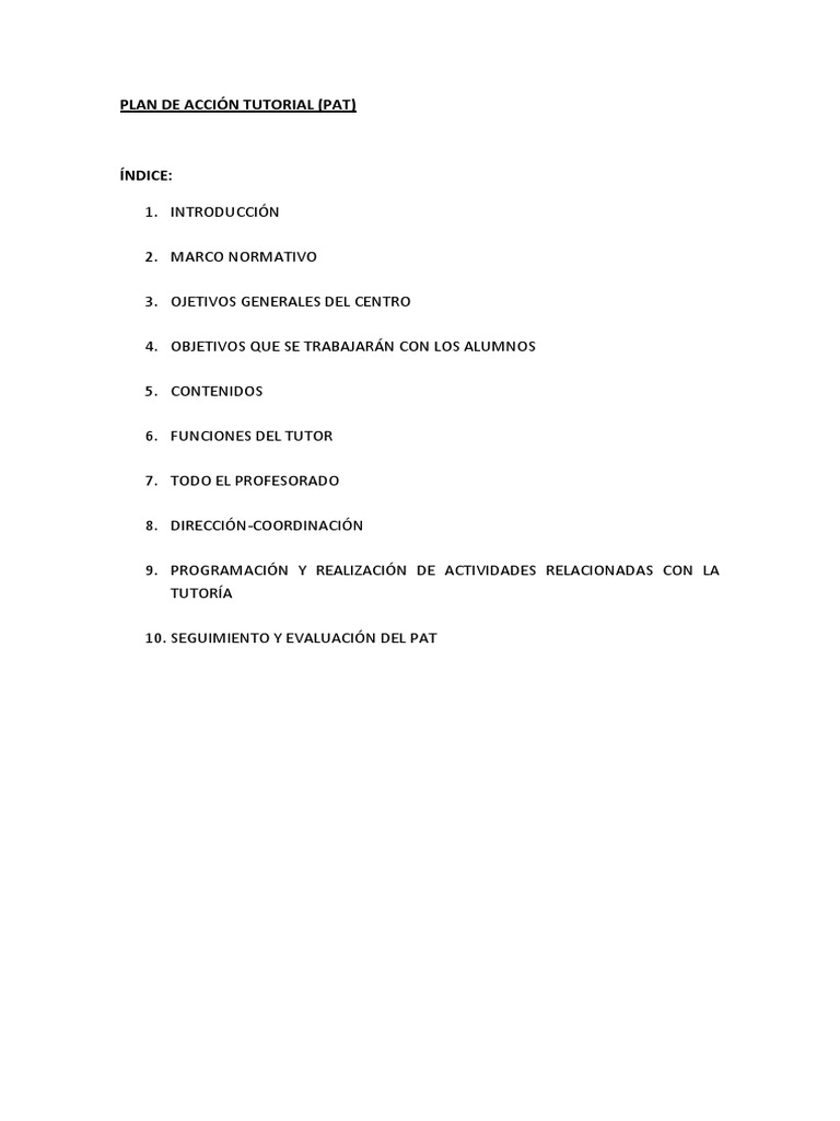 Plan de Accion Tutorial | PDF | Maestros | Evaluación