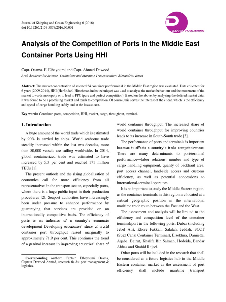Middle East Port Competition Analysis | PDF | Containerization | Economics