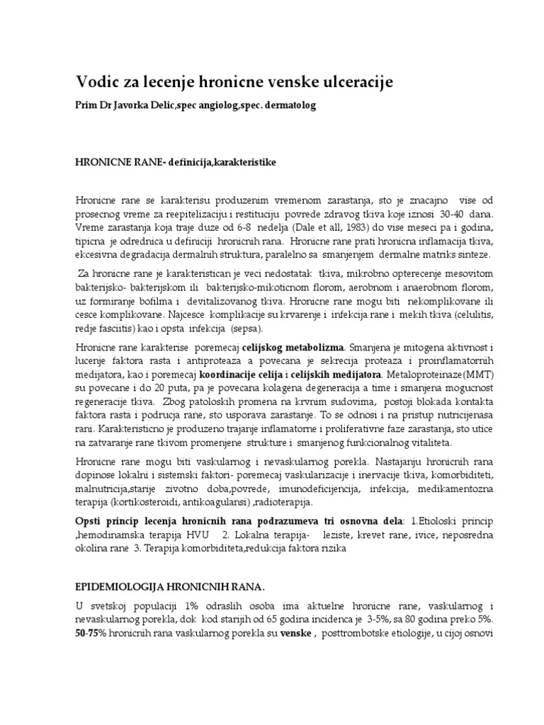 Vodic Za Lecenje Hronicnih Rana PDF | PDF