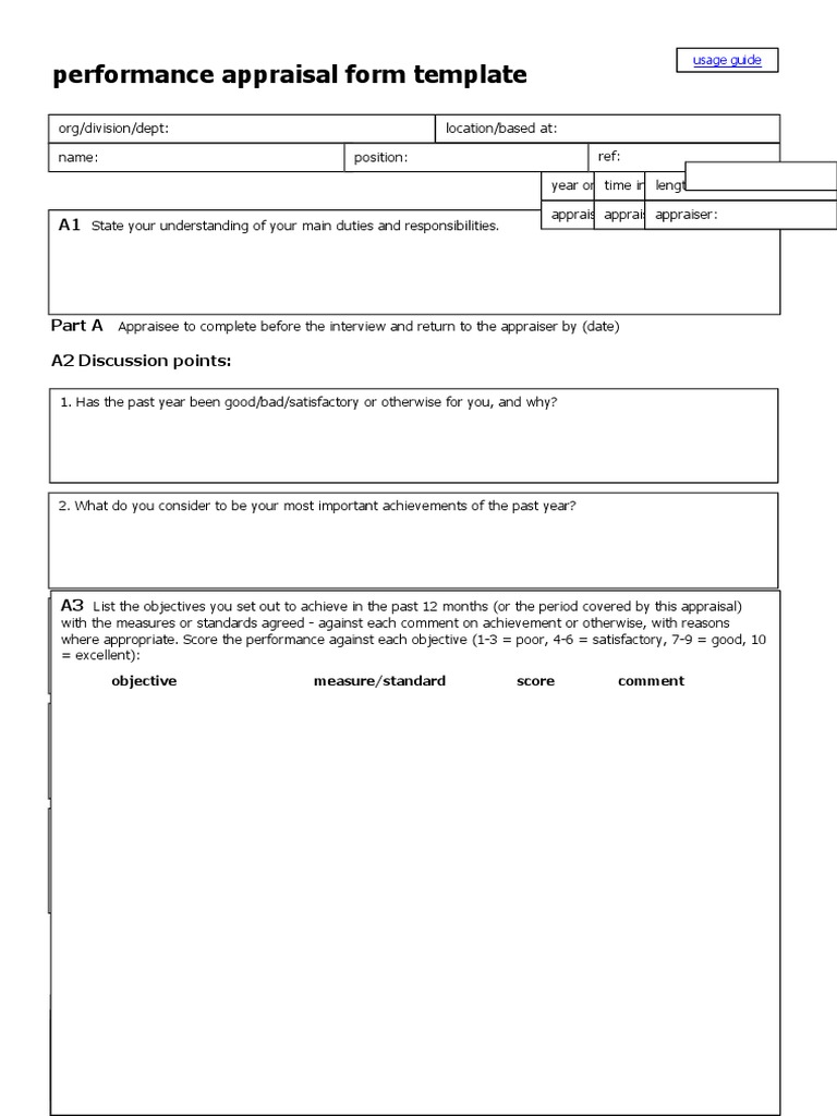 Appraisal Form Template | Performance Appraisal | Creativity