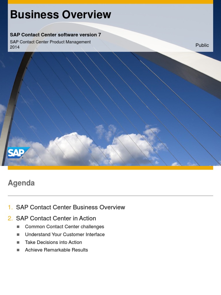 SAP Contact Center Business Overview Presentation | PDF | Call Centre ...