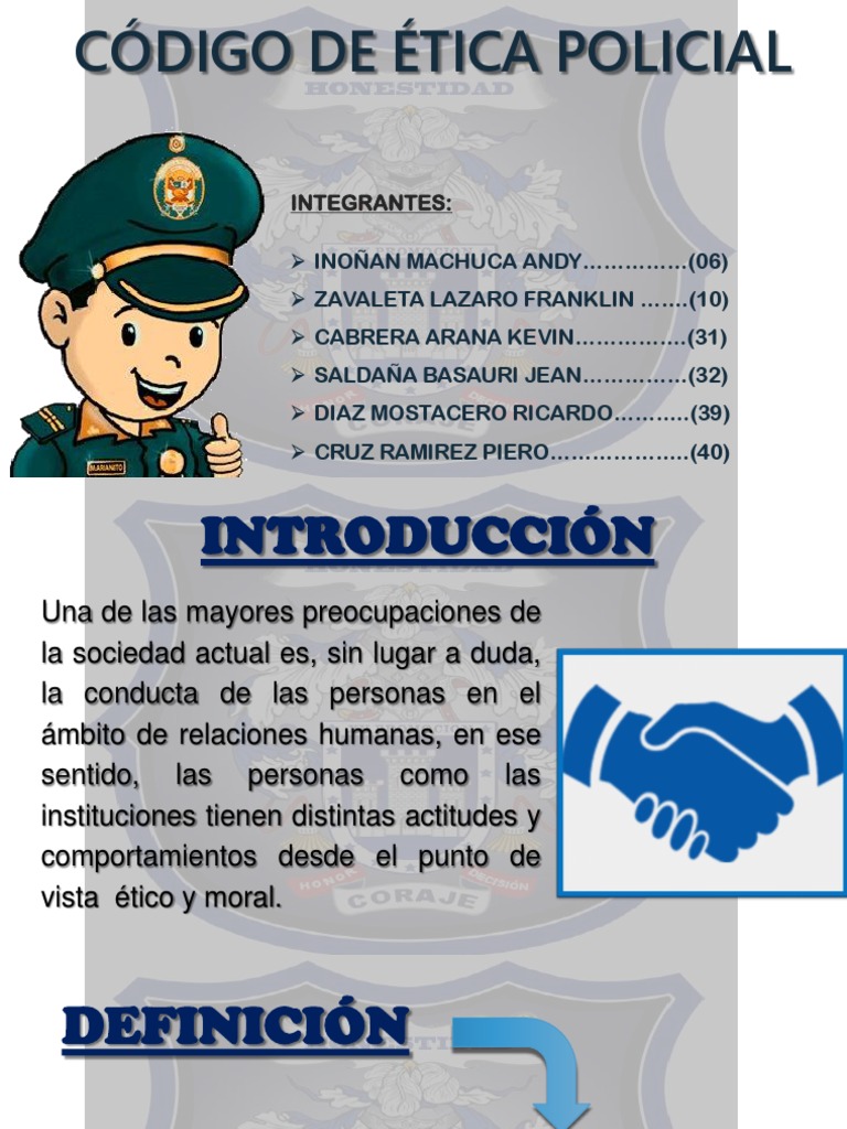 Código De ética Policial Final Pdf Policía Moralidad