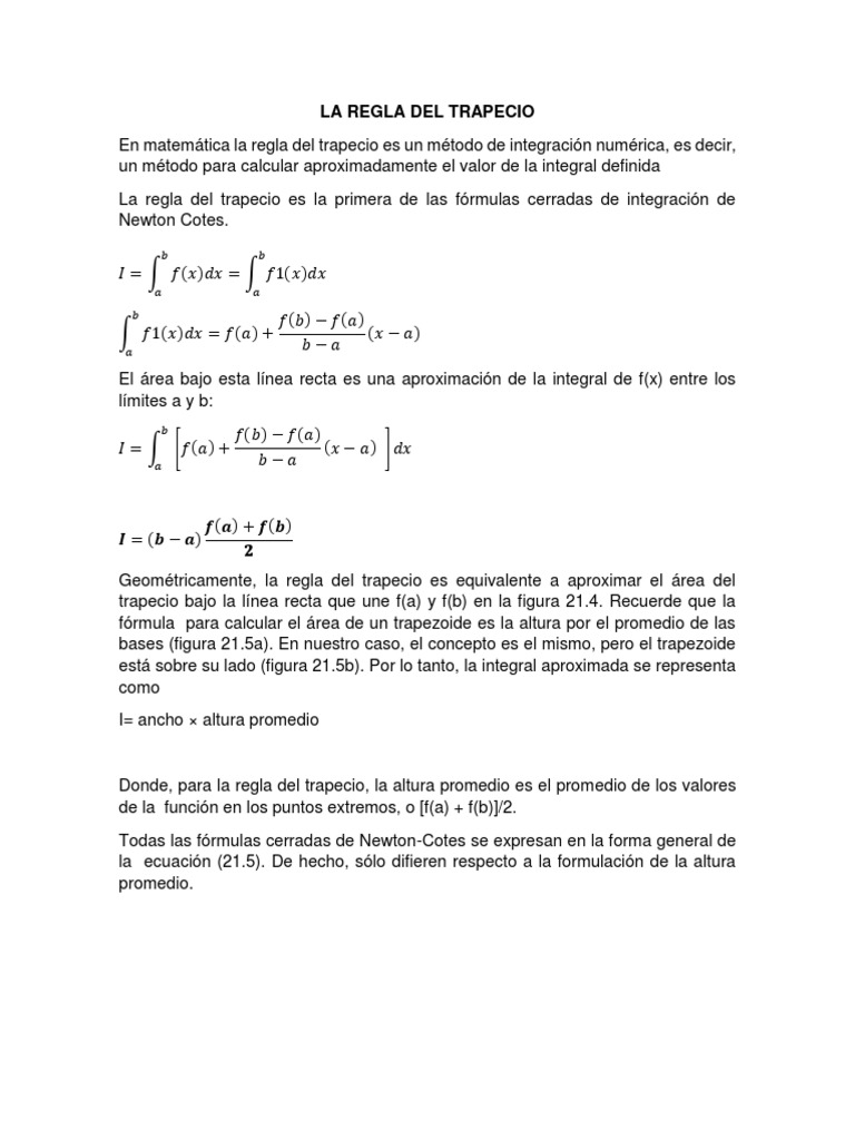 La Regla Del Trapecio | PDF | Integral | Derivado