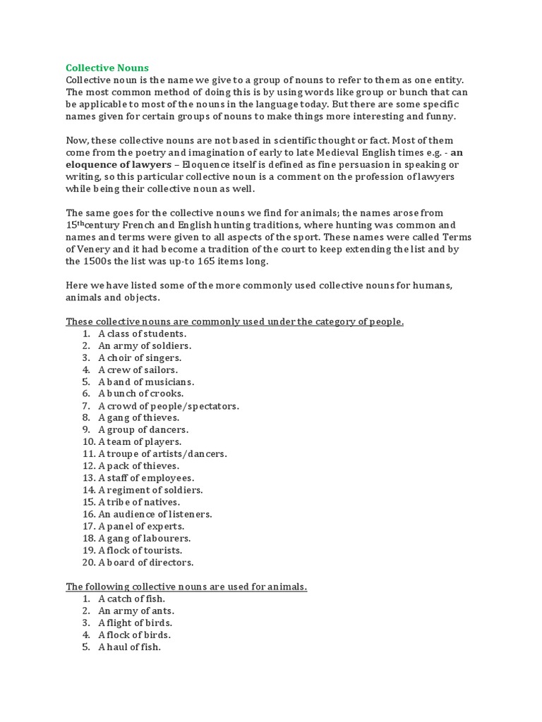 Collective Nouns | PDF | Courage | Noun