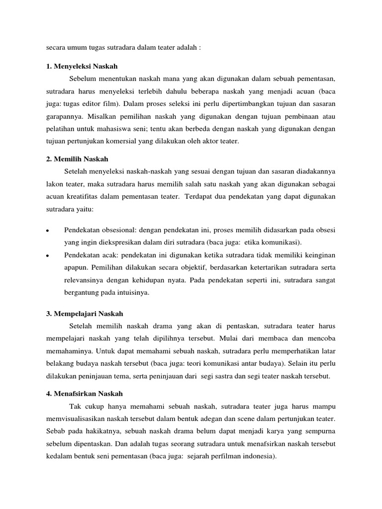 Tugas Sutradara dalam Teater | PDF