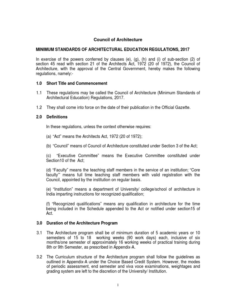 Council of Architecture: Minimum Standards of Architectural Education ...
