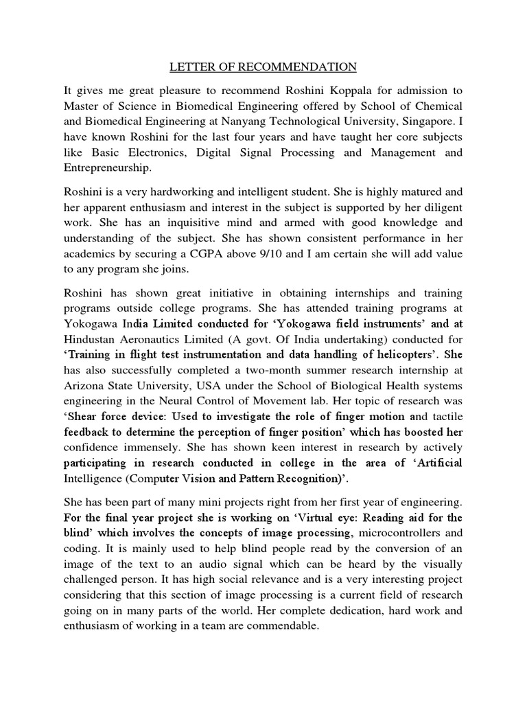 Letter of Recommendation2 | PDF | Biomedical Engineering | Engineering