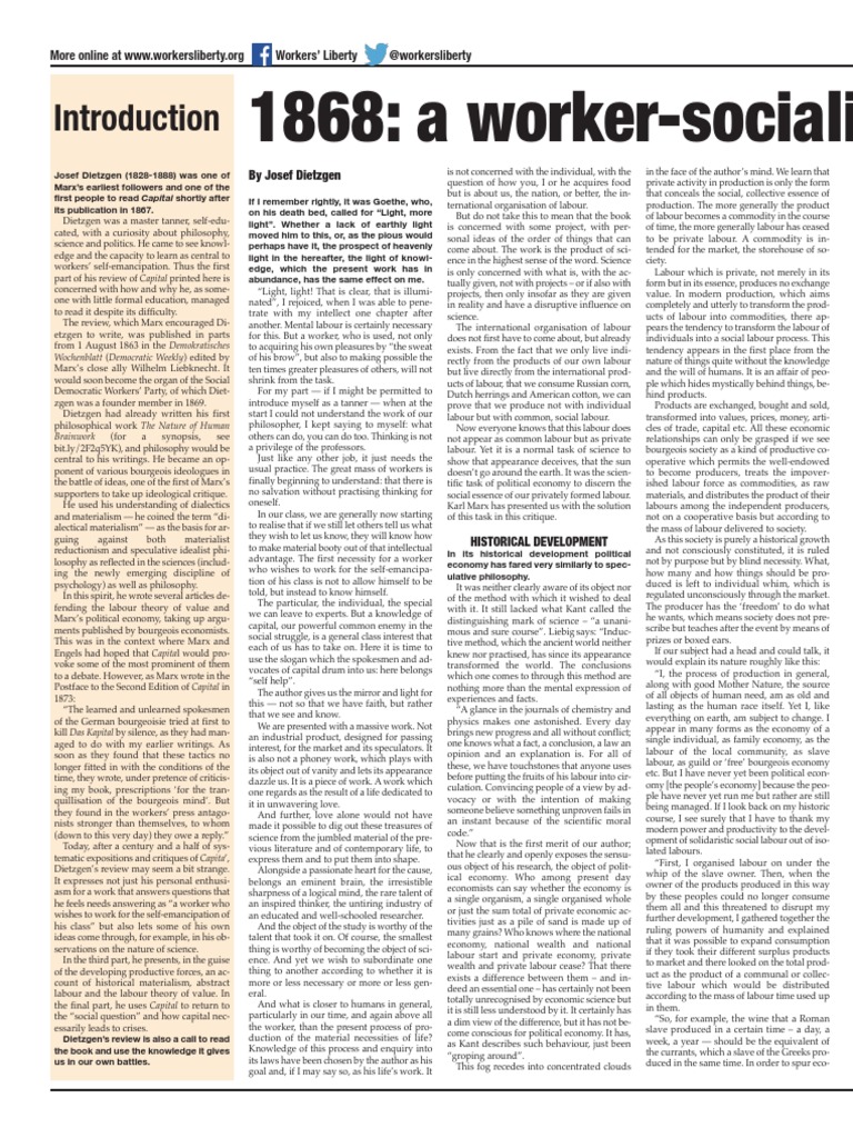 Joseph Dietzgen, Review of Marx's Capital, Vol. 1 (1868) | PDF | Karl ...