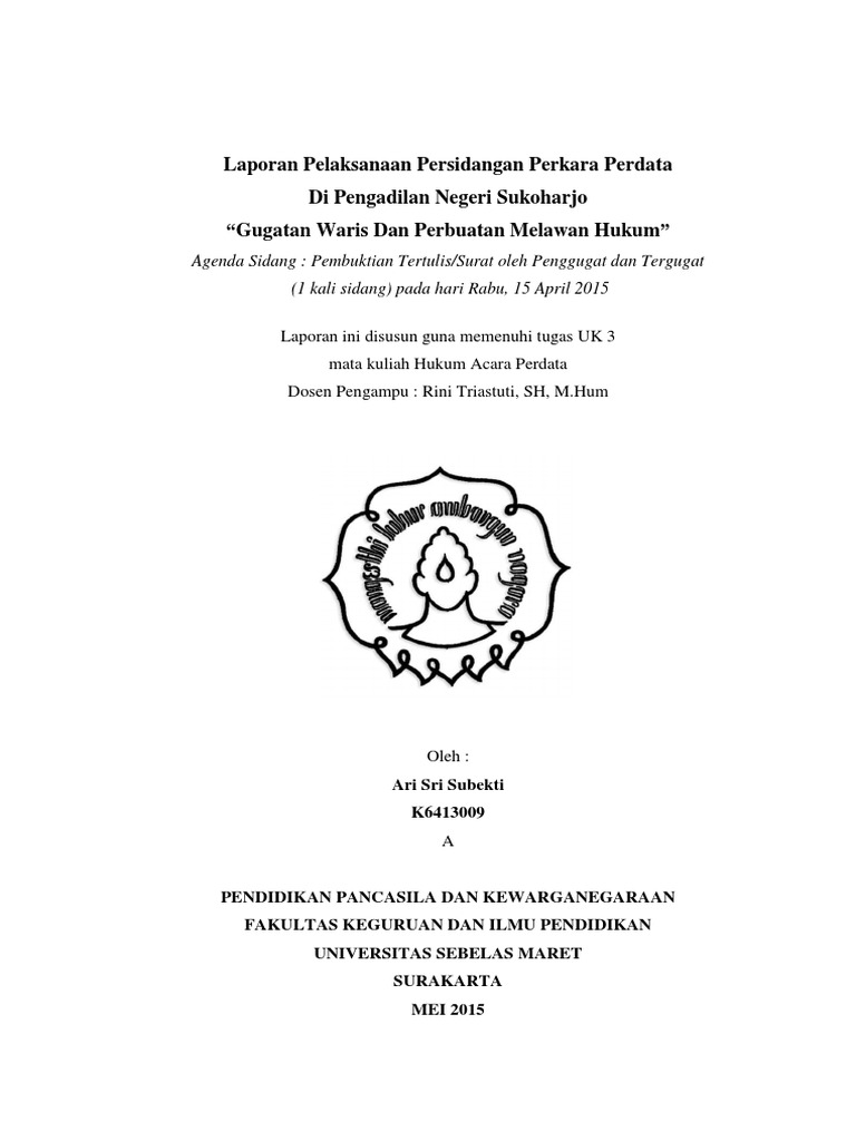 Laporan Pelaksanaan Persidangan Perkara Perdata PDF | PDF