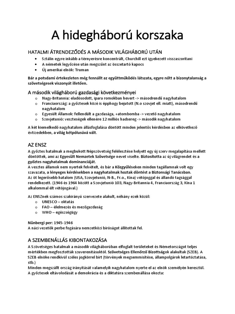 A Hidegháború Korszaka | PDF