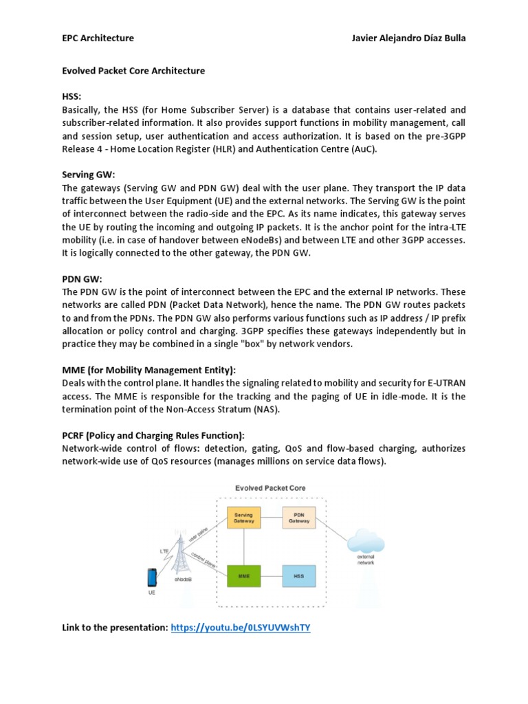 EPC Architecture Javier Alejandro Díaz Bulla Evolved Packet Core ...
