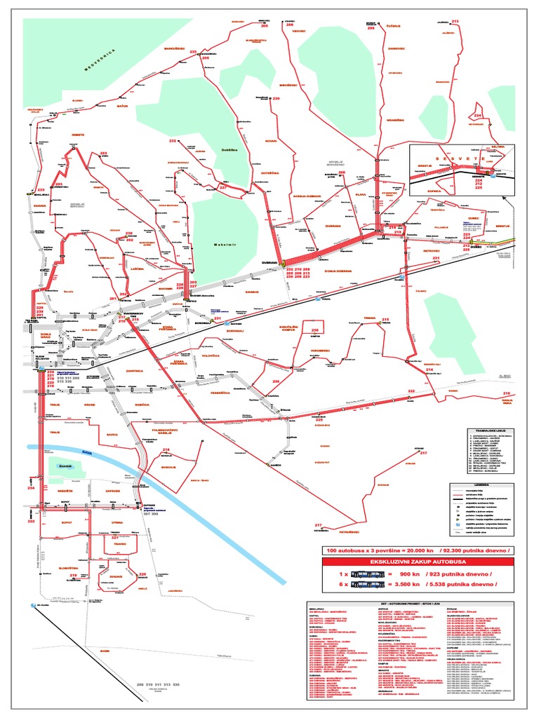 ZET - Karta Autobusnih Linija - Istok | PDF | Public Transport | Transport