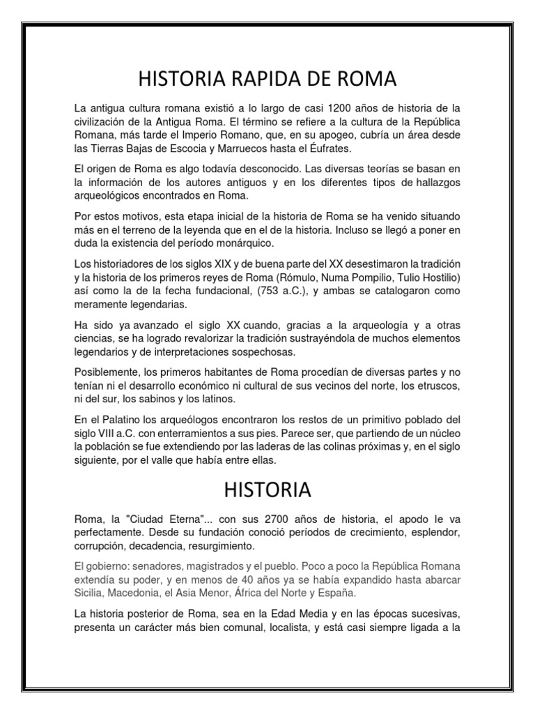 Historia Breve de Roma | PDF | Roma | Roma antigua