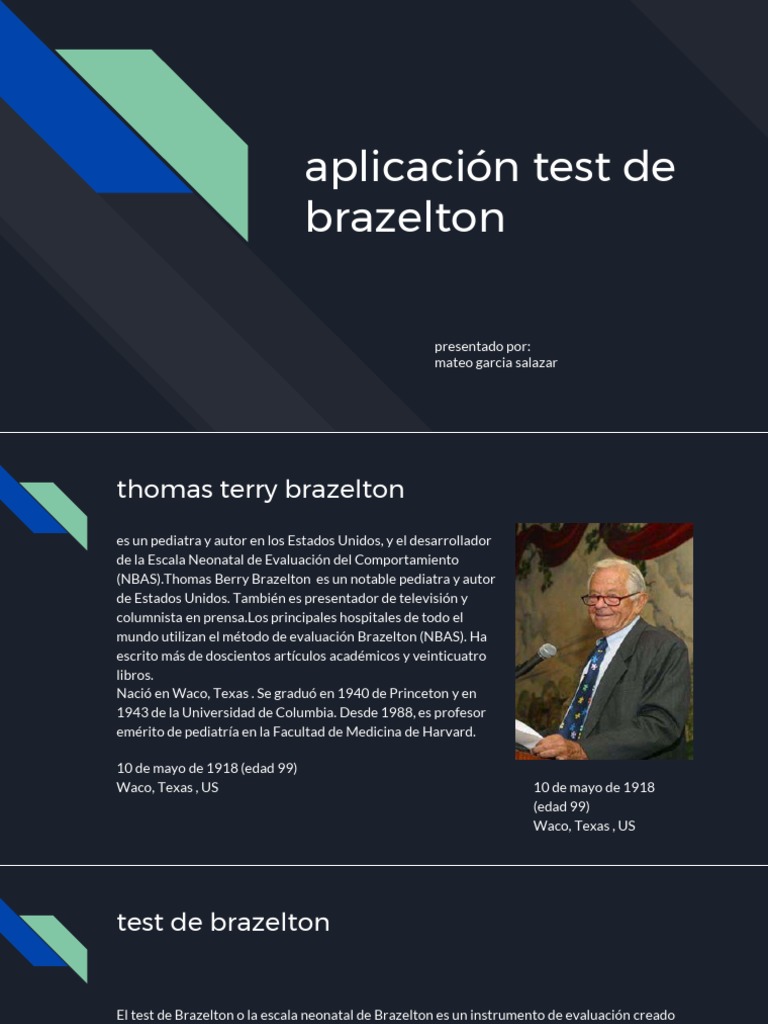 Aplicación del Test de Brazelton | PDF | Pruebas medicas | Medicina