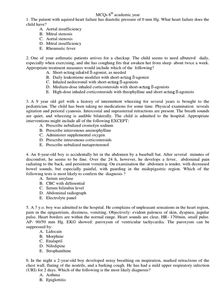 MSQ Base 6 Year PDF | PDF | Congenital Heart Defect | Heart