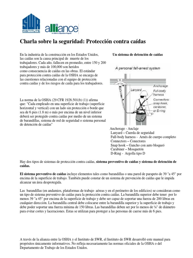 Fall Protection Toolbox Talk - Spanish FINAL OSHA Reviewed 8-27-13 ...