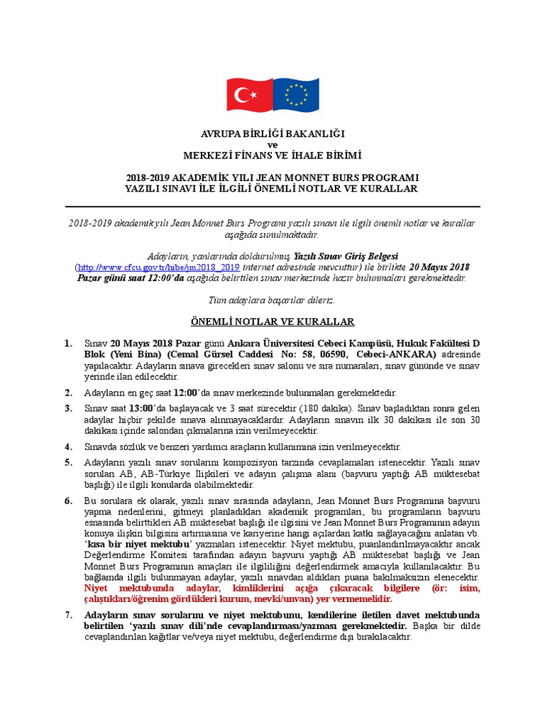 2018 2019 Yazili Sinav Onemli Notlar | PDF