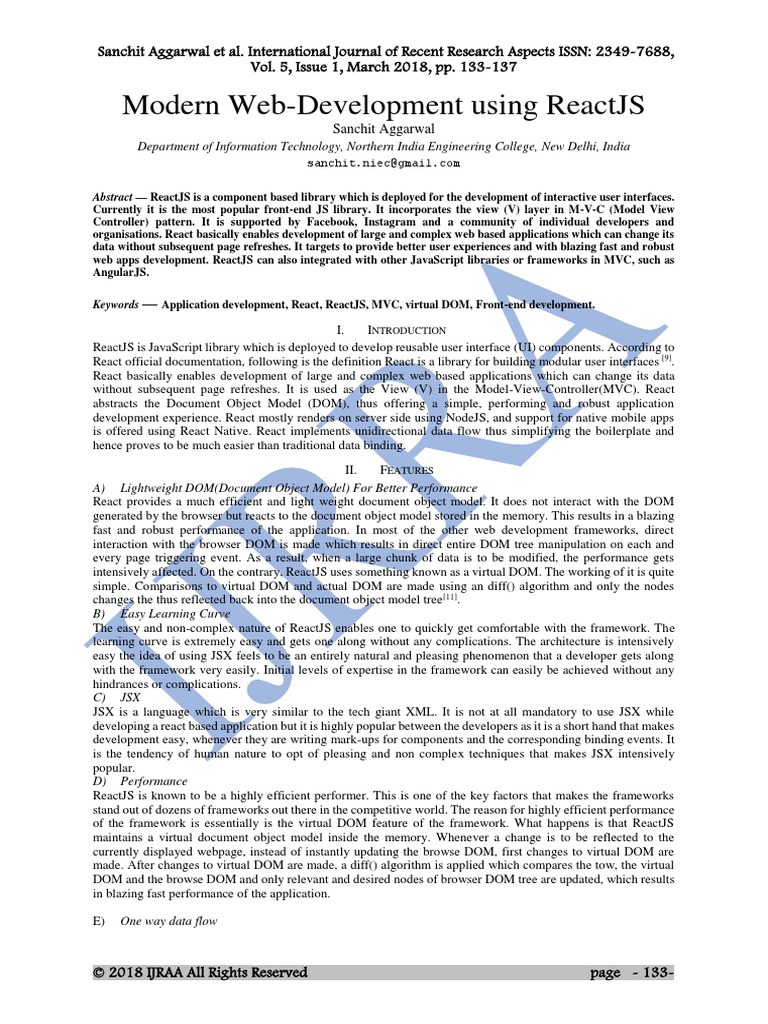 Modern Web Development Using Reactjs Pdf Document Object Model 5010