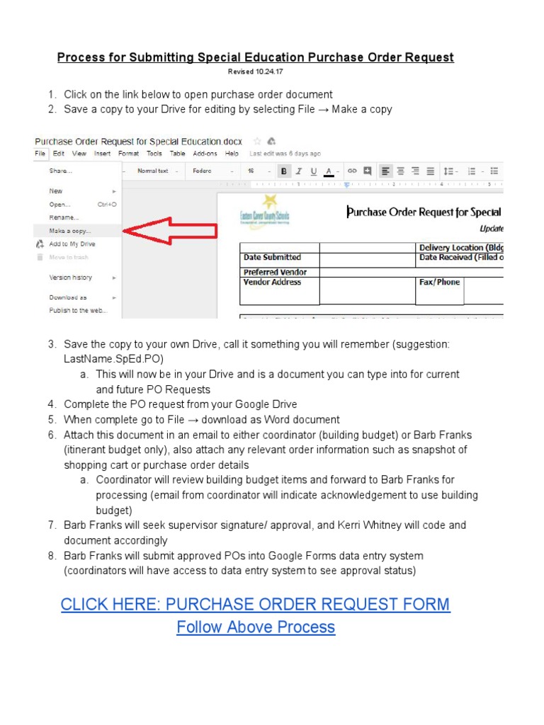 Purchase Order Request Process - Google Document | PDF