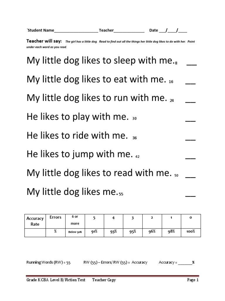 Level B - Fiction Teacher | PDF