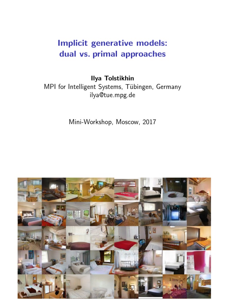 Implicit Generative Models: Dual vs. Primal Approaches | PDF | Mathematical Optimization ...