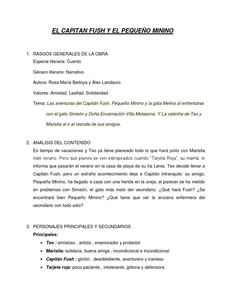 El Capitan Fush y El Pequeño Minino | PDF