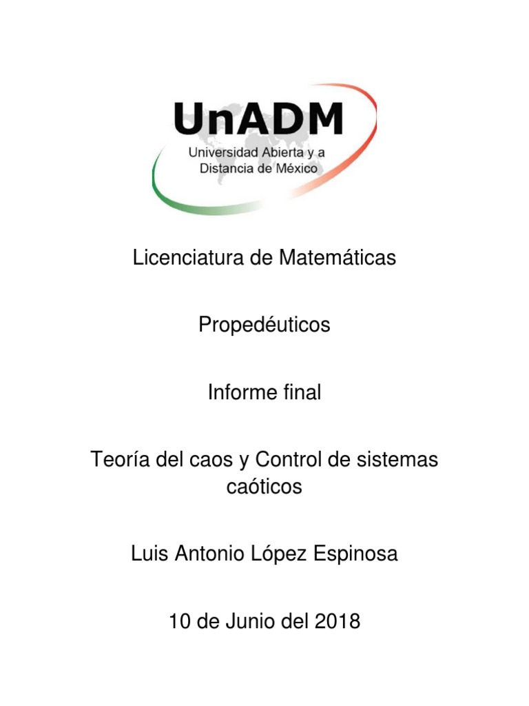 Teoría Del Caos y Control de Sistemas Caóticos | PDF | Teoría del caos ...