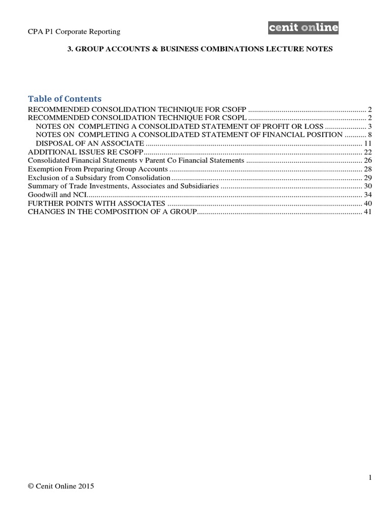 3 Group Accounts and Business Combinations Lecture Notes | PDF ...