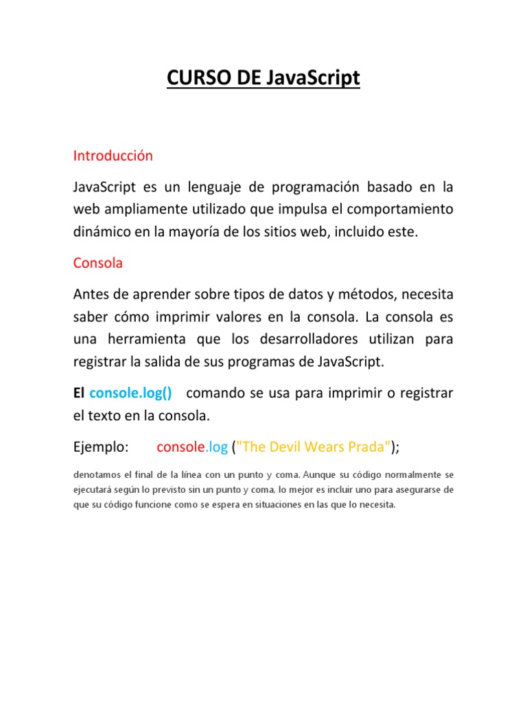 Curso de Javascript | Descargar gratis PDF | Función (Matemáticas) | Comillas