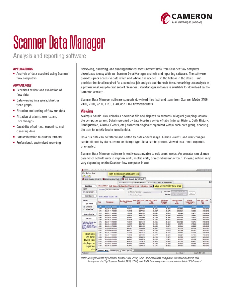 Cameron Scanner Data Manager Software Data Sheet | PDF | Image Scanner ...