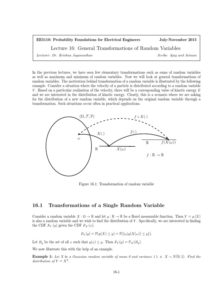 Lecture16 General Transformations of RVs PDF | PDF | Probability ...
