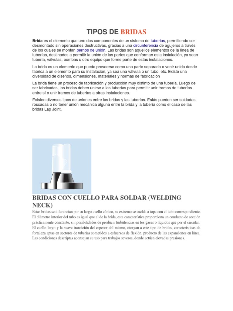 Tipos de Bridas | PDF | Ingeniería mecánica | Science