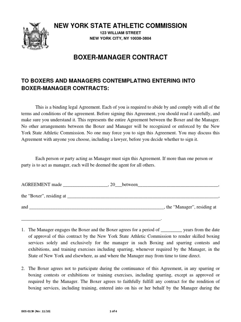 New York State Athletic Commission: To Boxers and Managers ...