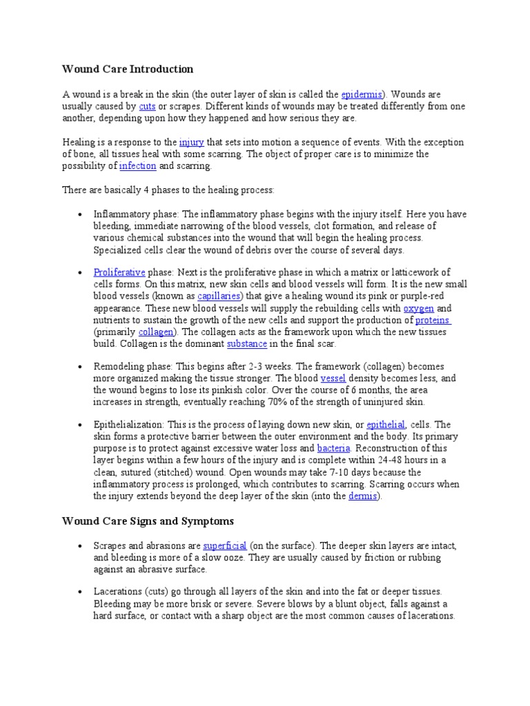 Wound Care Introduction | PDF | Wound | Healing