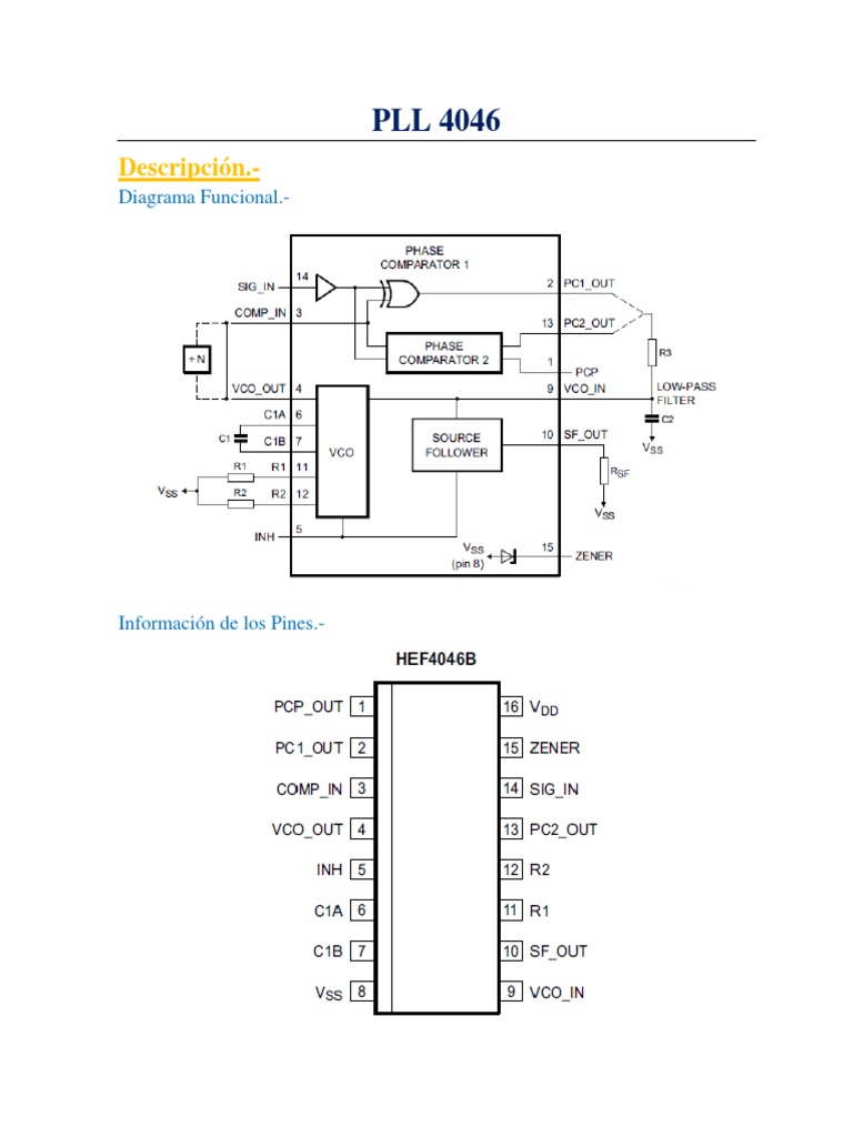 Especificaciones del PLL 4046 | PDF | Ingenieria Eléctrica | Electricidad