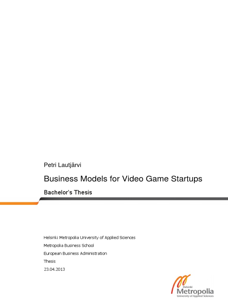 Business Models For Video Game Startups PDF | PDF | E Commerce ...