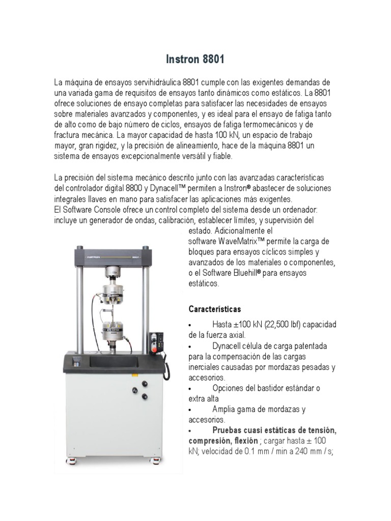 Instron 8801 | PDF | Fatiga (material) | Materiales