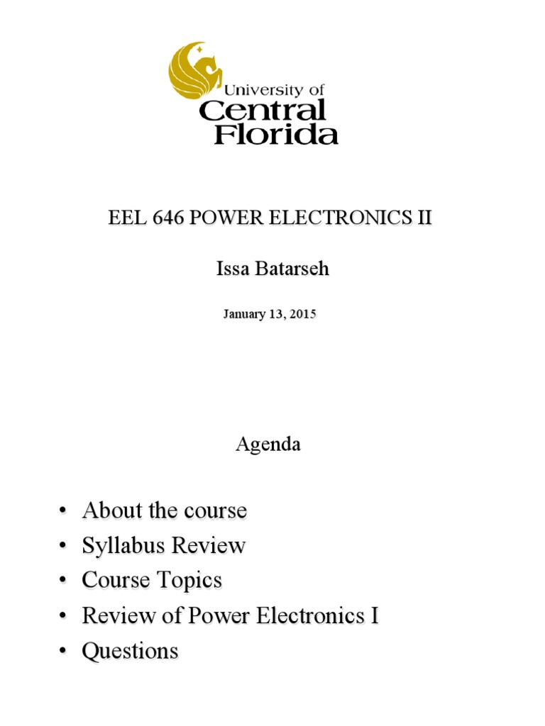 Lecture 0 Intro Power Electronics I | PDF | Power Electronics | Electronics