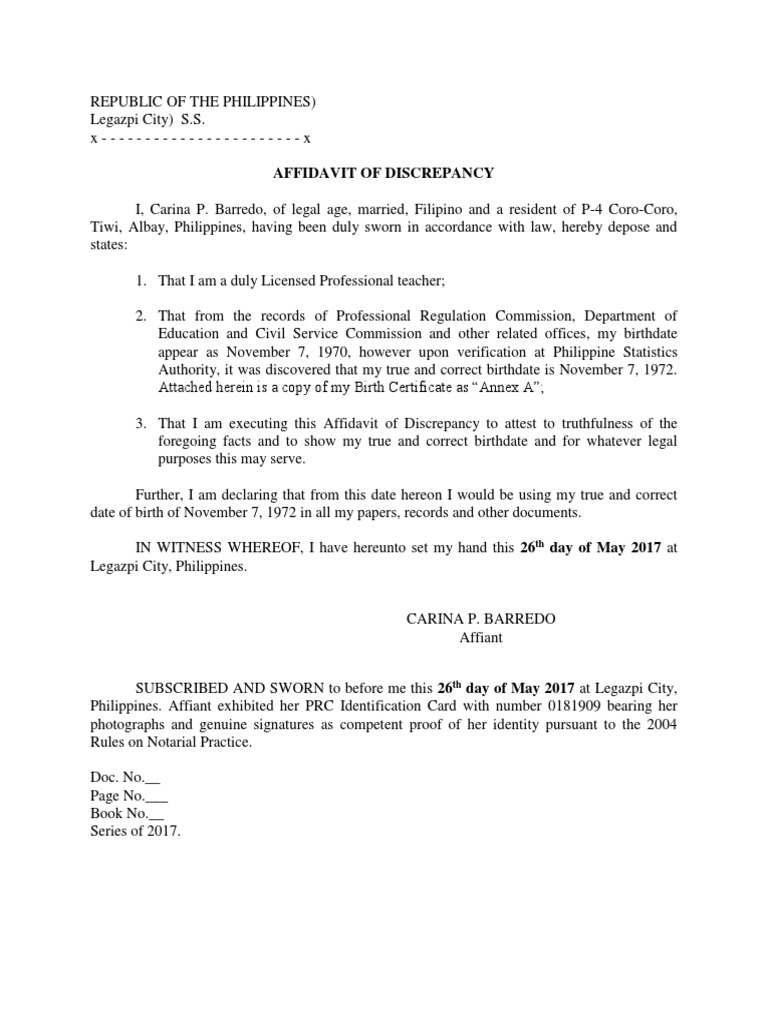 Affidavit of Discrepancy | PDF | Affidavit | Government And Personhood