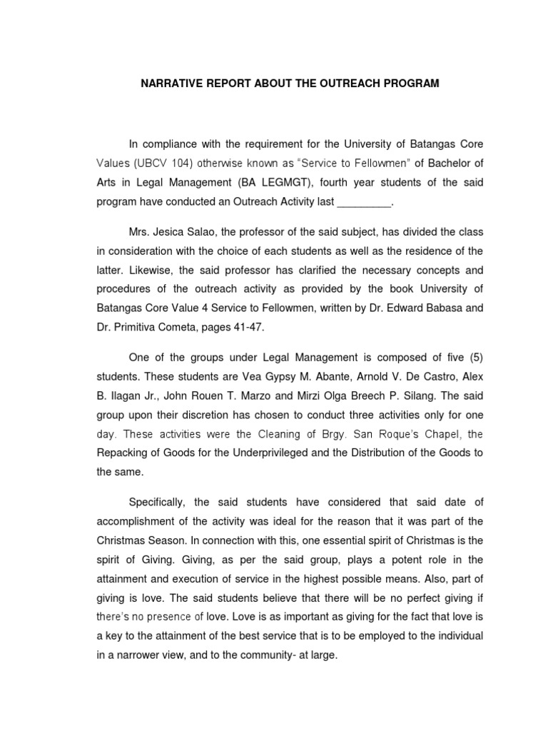 Narrative Report | PDF | Wisdom | Lawyer