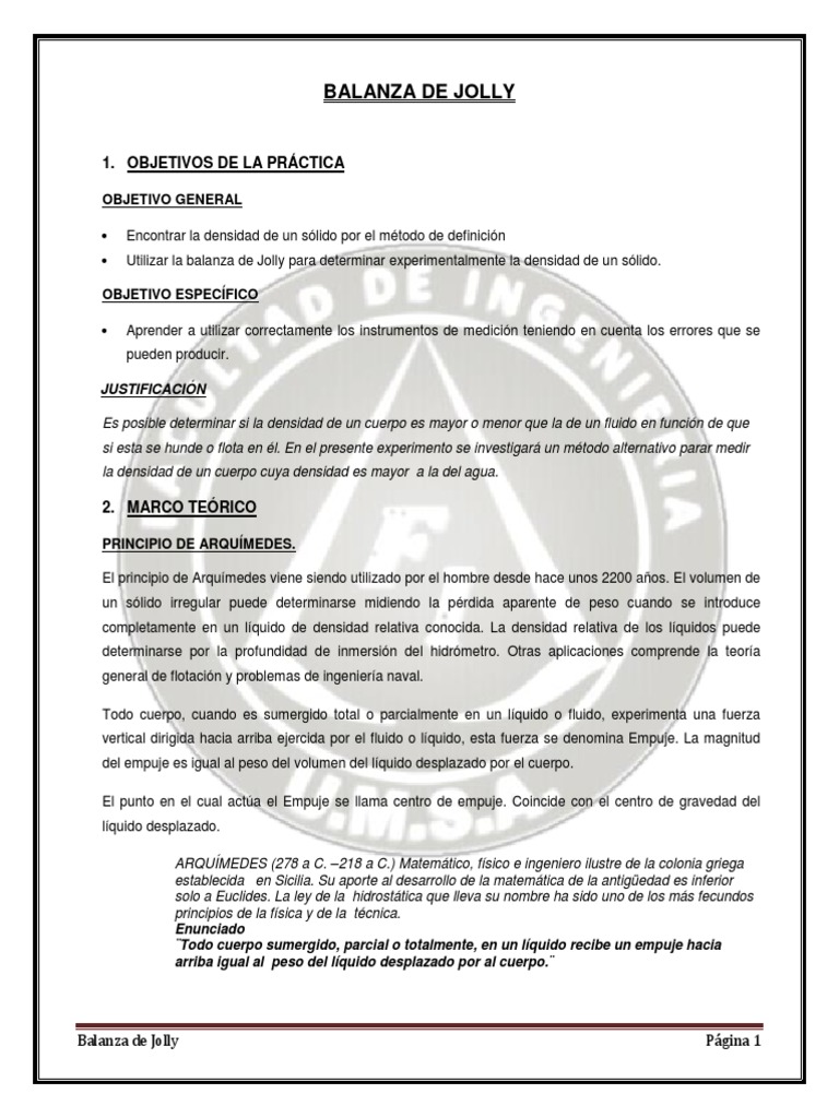 Balanza de Jolly (INFORME) | PDF | Densidad | Física