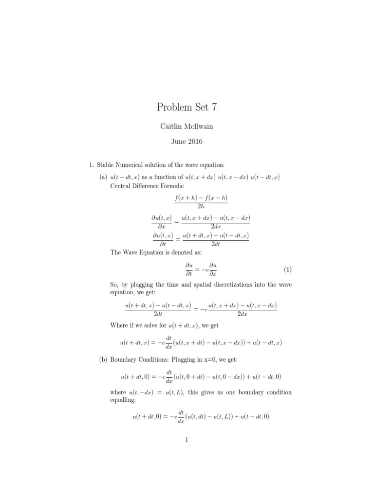 Problem Set 7 | Download Free PDF | Wave Equation | Matrix (Mathematics)
